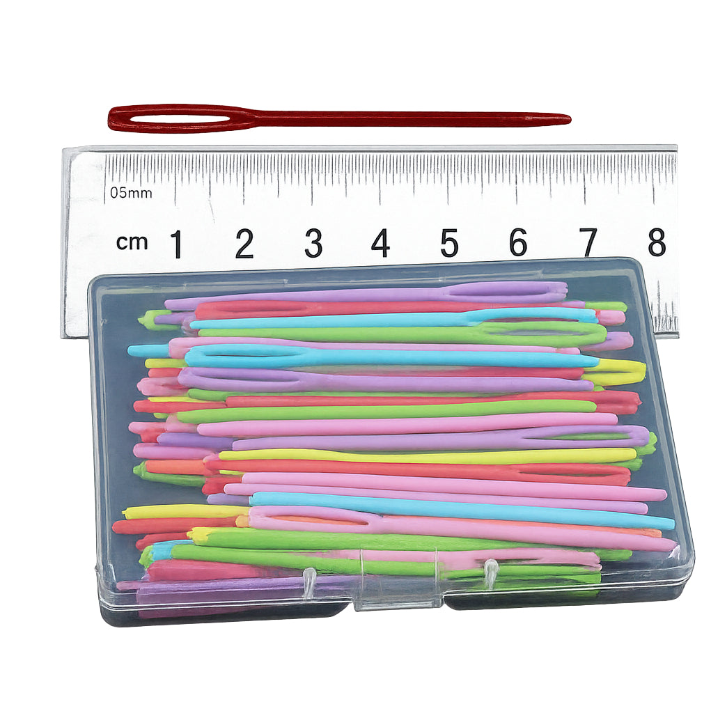 50PCS Assorted Plastic Yarn Sewing Needles With Box For DIY Crafts And ...